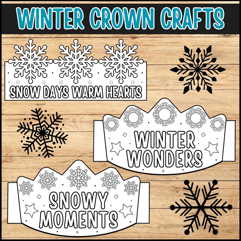 Winter Snowflake Paper Crown Templates | Winter Headband Craft, Winter ...