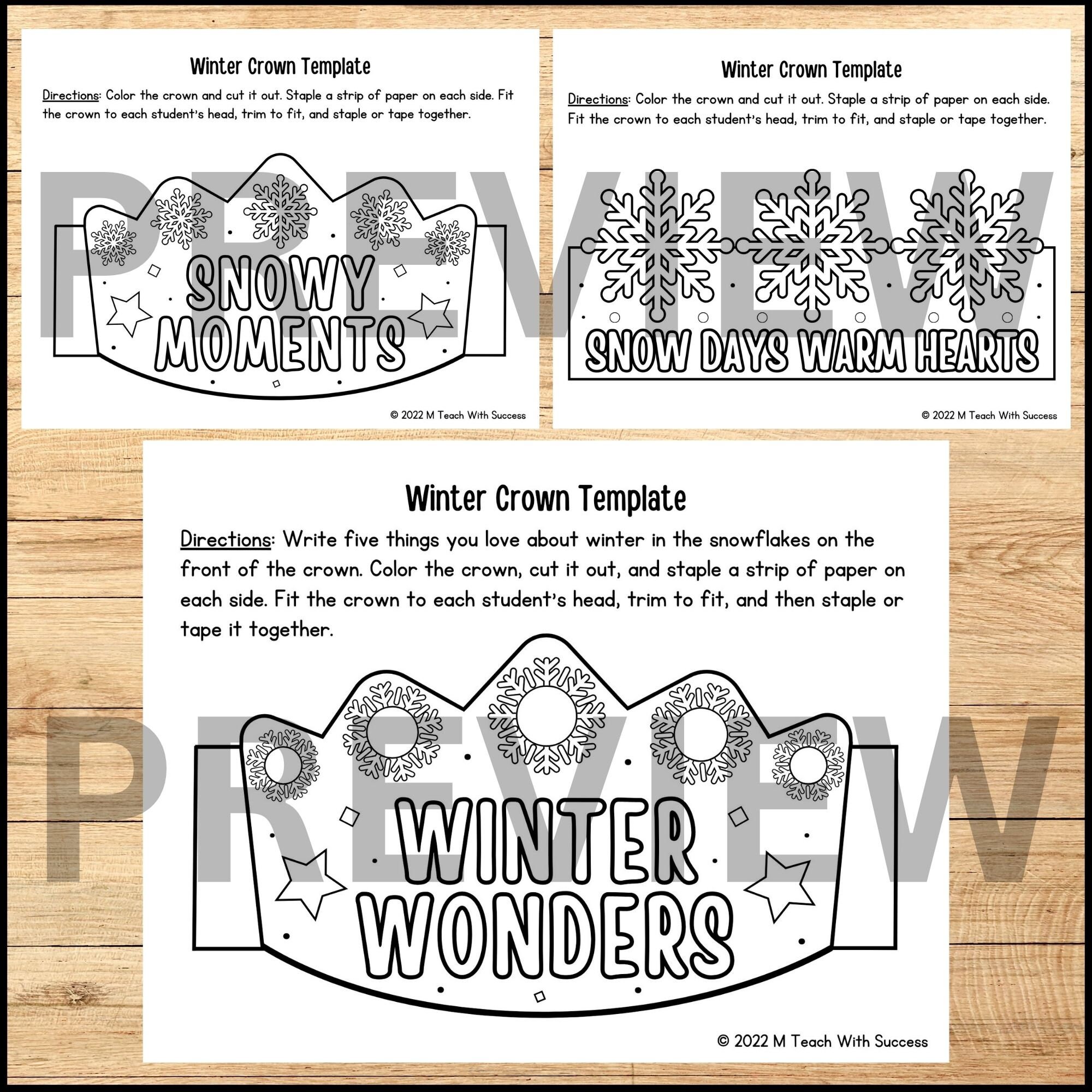 Winter Snowflake Paper Crown Templates | Winter Headband Craft, Winter ...