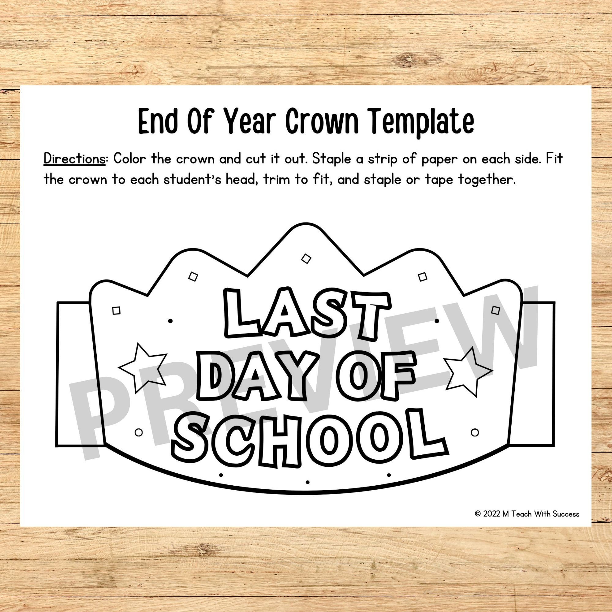End of Year Paper Crown Craft Templates Memory Hat Craft Headband Craft ...