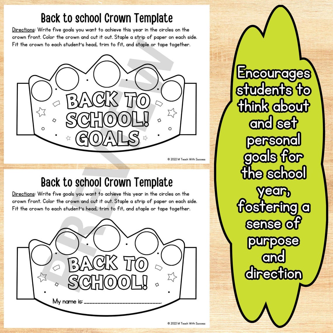 All About Me & Goals Paper Crown Crafts First Day of School Crown ...