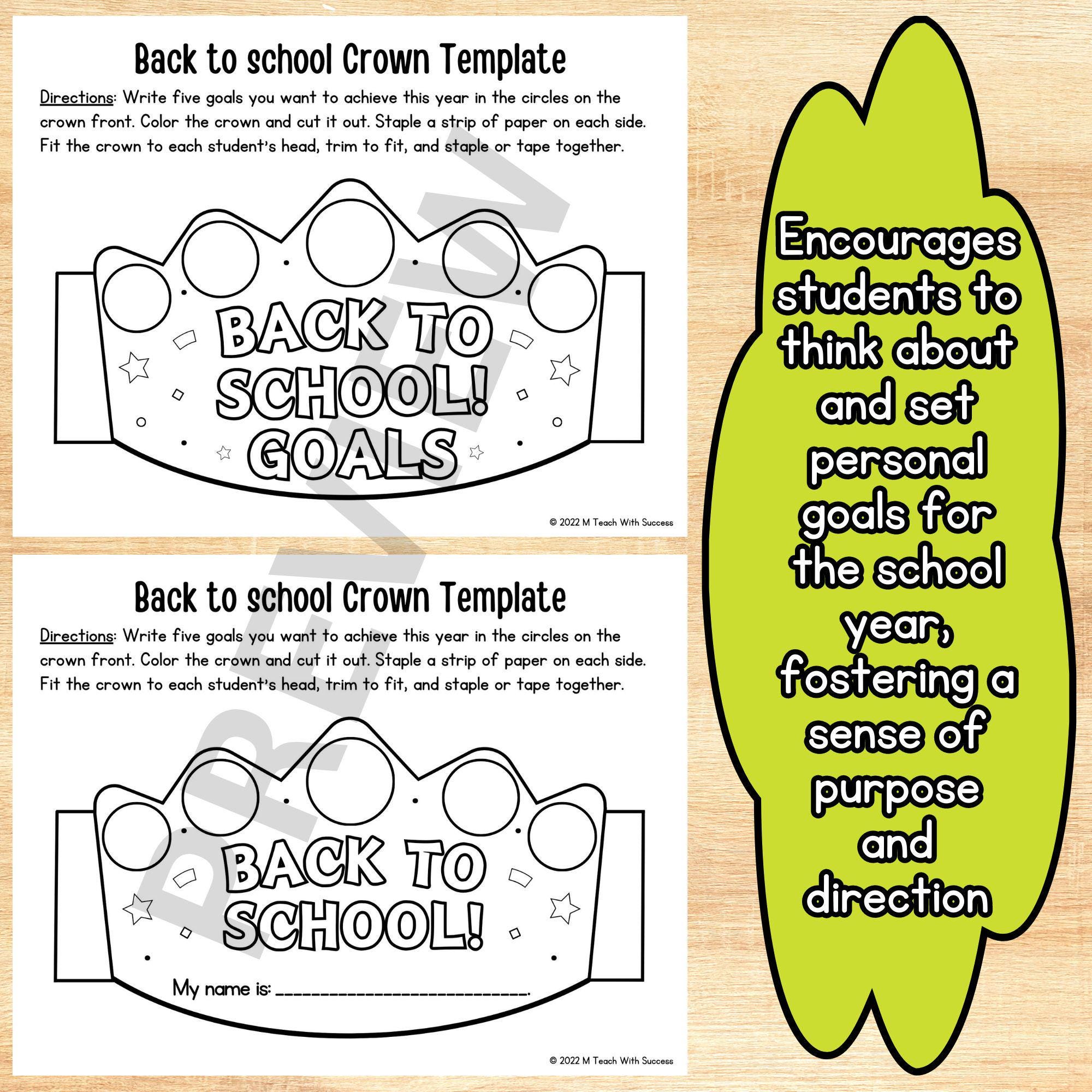 All About Me & Goals Paper Crown Crafts | First Day of School Crown ...