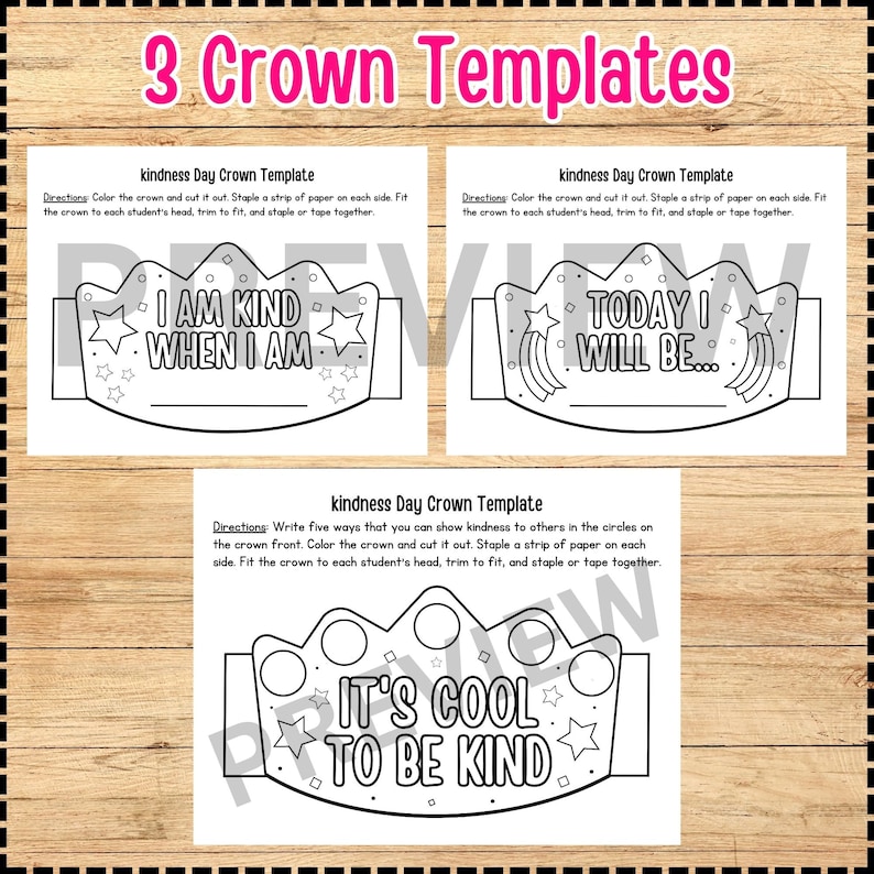 World Kindness Day Paper Crown Templates | World Kindness Day Headband ...