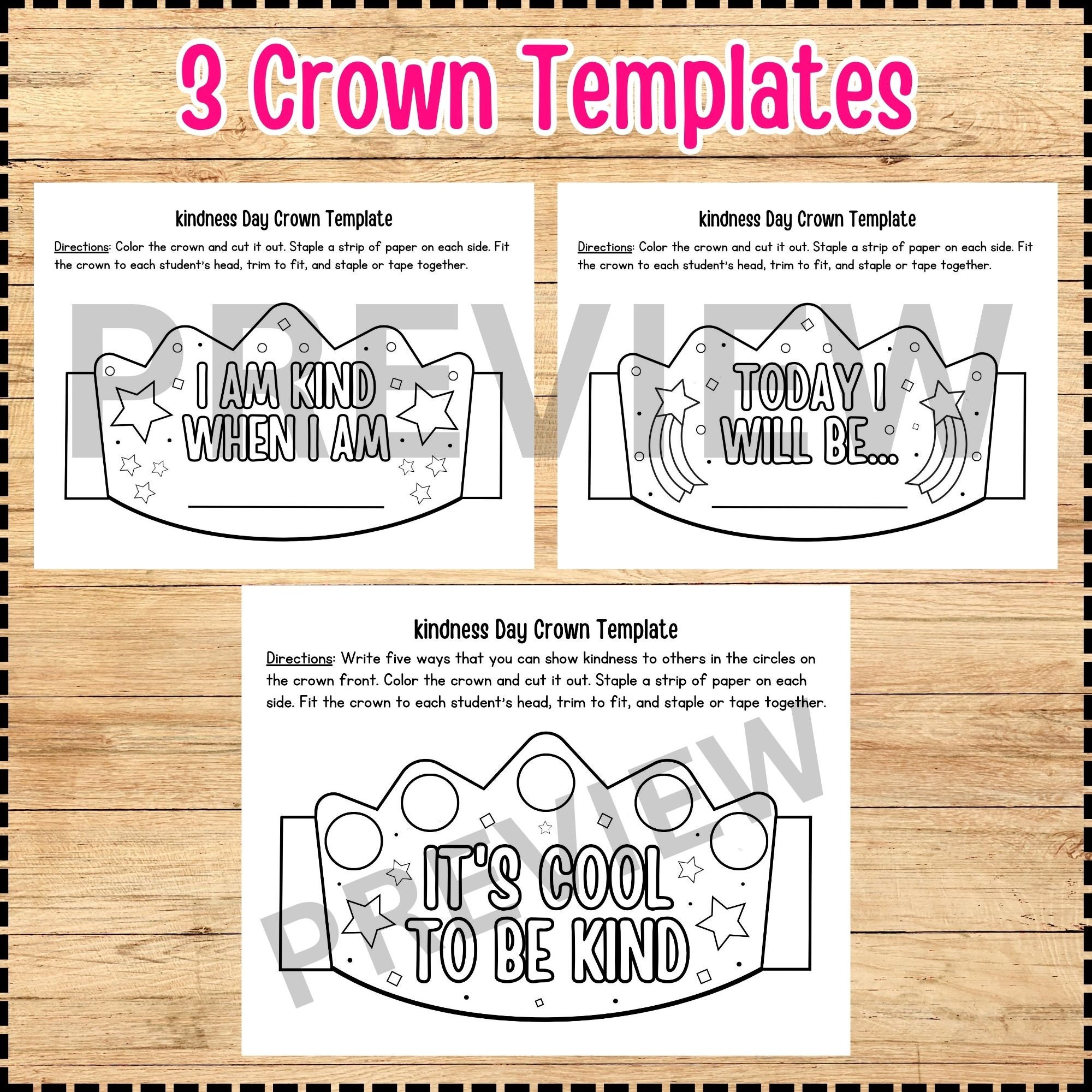 World Kindness Day Paper Crown Templates | World Kindness Day Headband ...