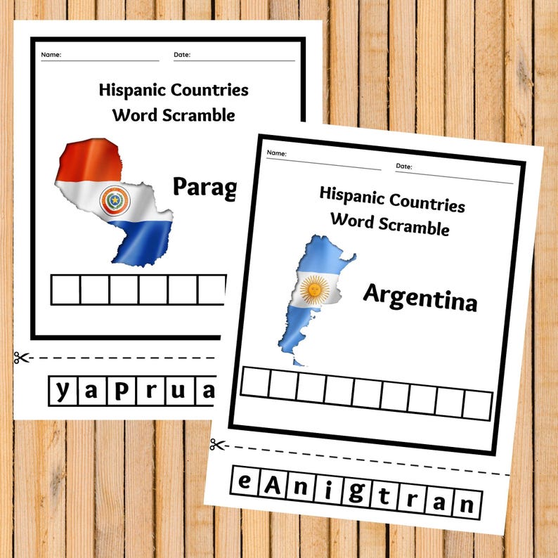 Spanish Speaking Countries Word Scramble Game National Hispanic ...