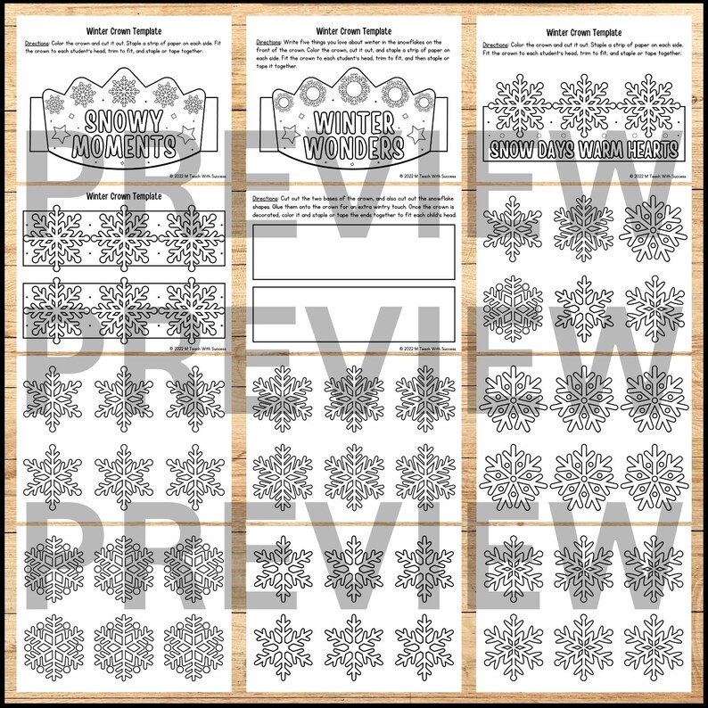 Winter Snowflake Paper Crown Templates | Winter Headband Craft, Winter ...