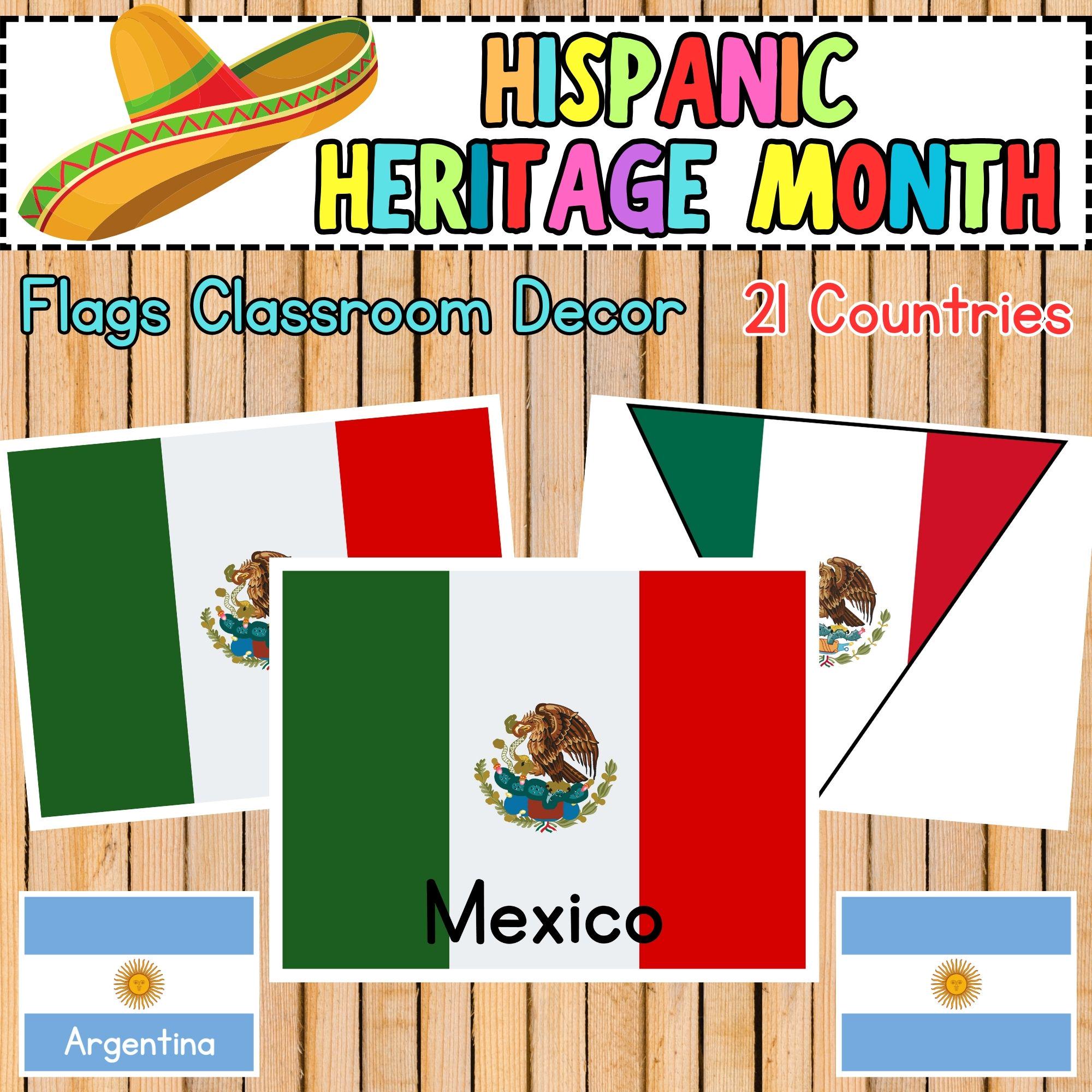 Spanish Speaking Countries Flags Banners | Hispanic Heritage Month ...