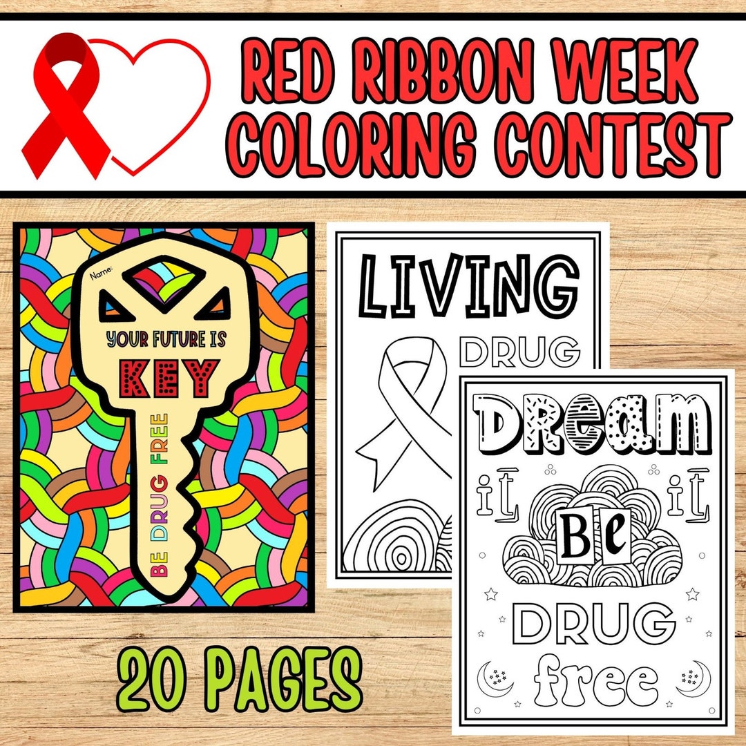 Red Ribbon Week Coloring Pages, Red Ribbon Week Coloring Contest - Etsy