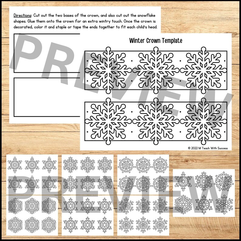 Winter Snowflake Paper Crown Templates | Winter Headband Craft, Winter ...