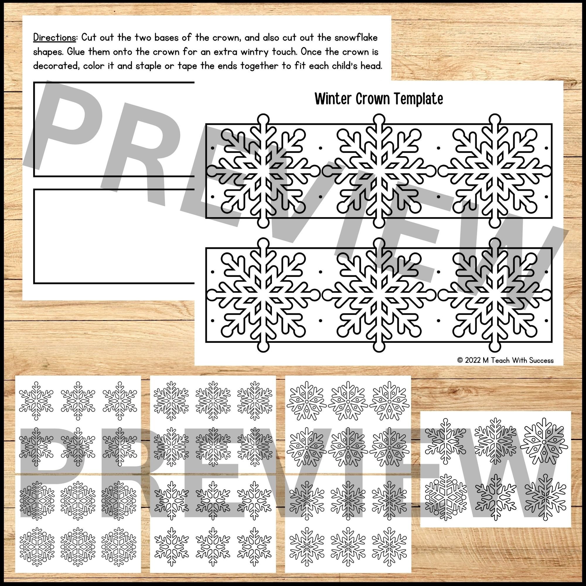 Winter Snowflake Paper Crown Templates | Winter Headband Craft, Winter ...