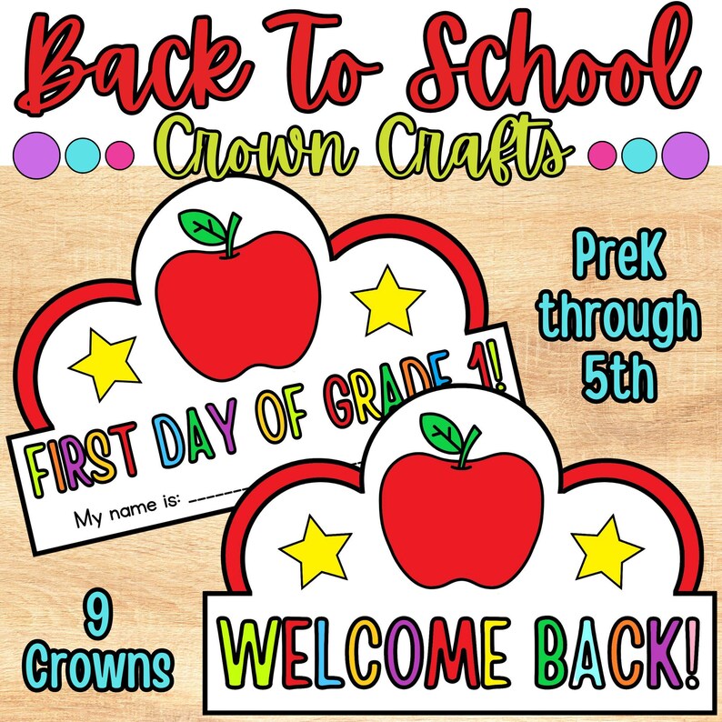 Printable Back to School Crowns, First Day of School Crown Templates ...