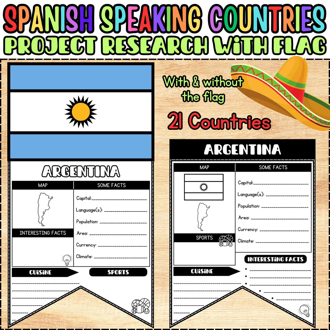Spanish Speaking Countries Project Research Banners With Flags, Poster ...