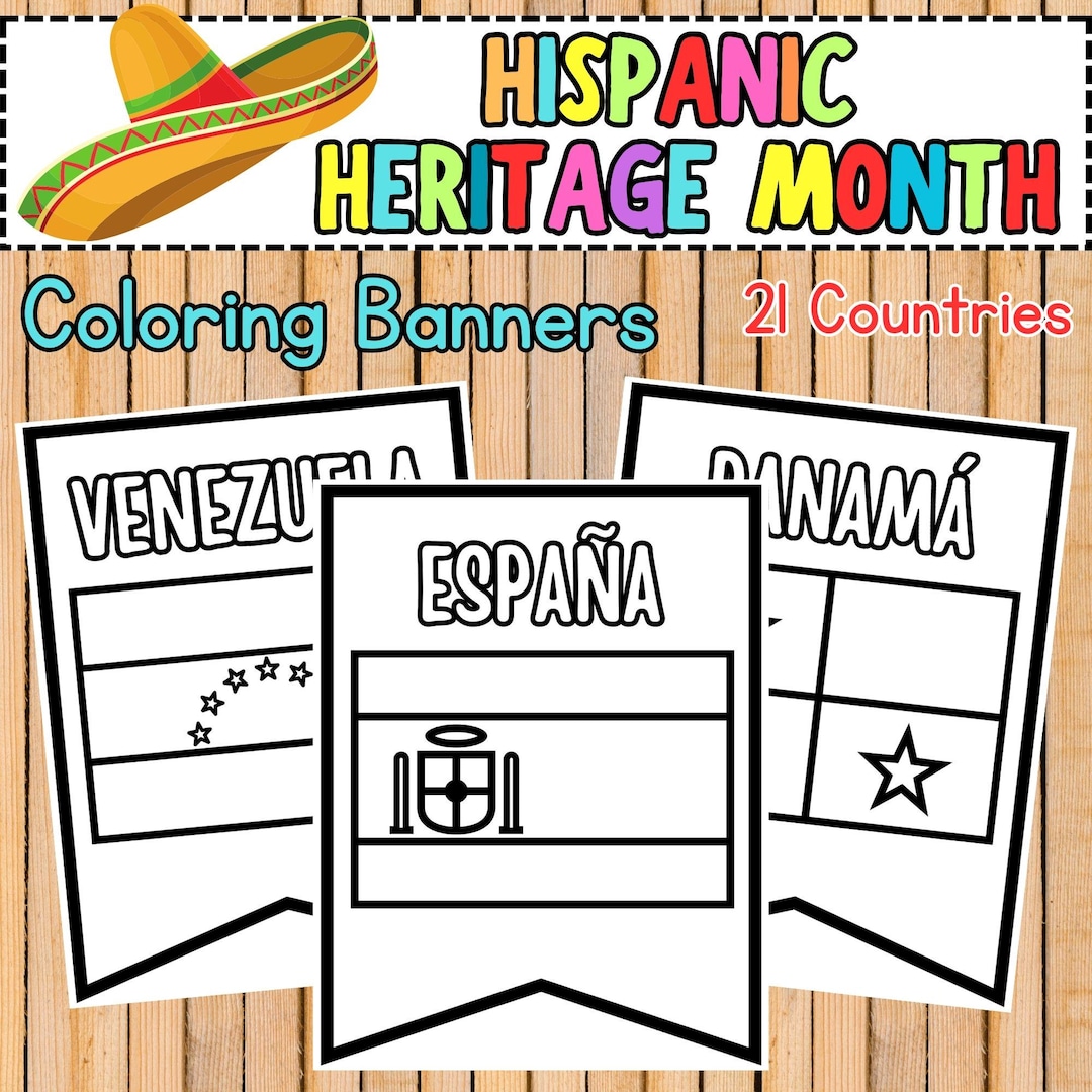 Hispanic Heritage Month Flag Bunting Coloring Activity | Spanish ...