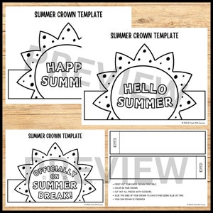 End of Year & Summer Paper Crown Craft Templates Sun Headband Crafts - Etsy