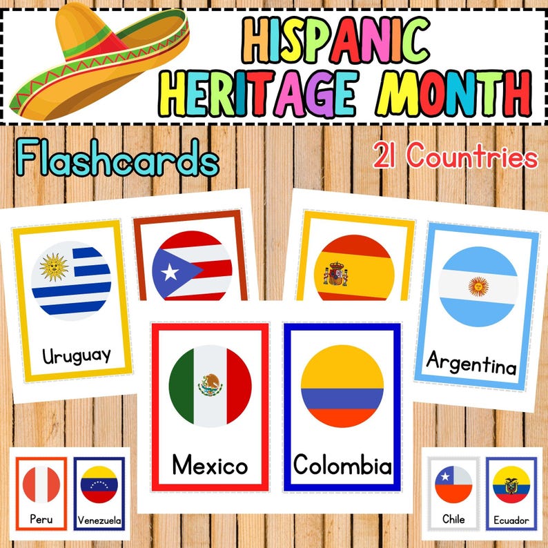 National Hispanic Heritage Month Flashcards | Printable Spanish ...