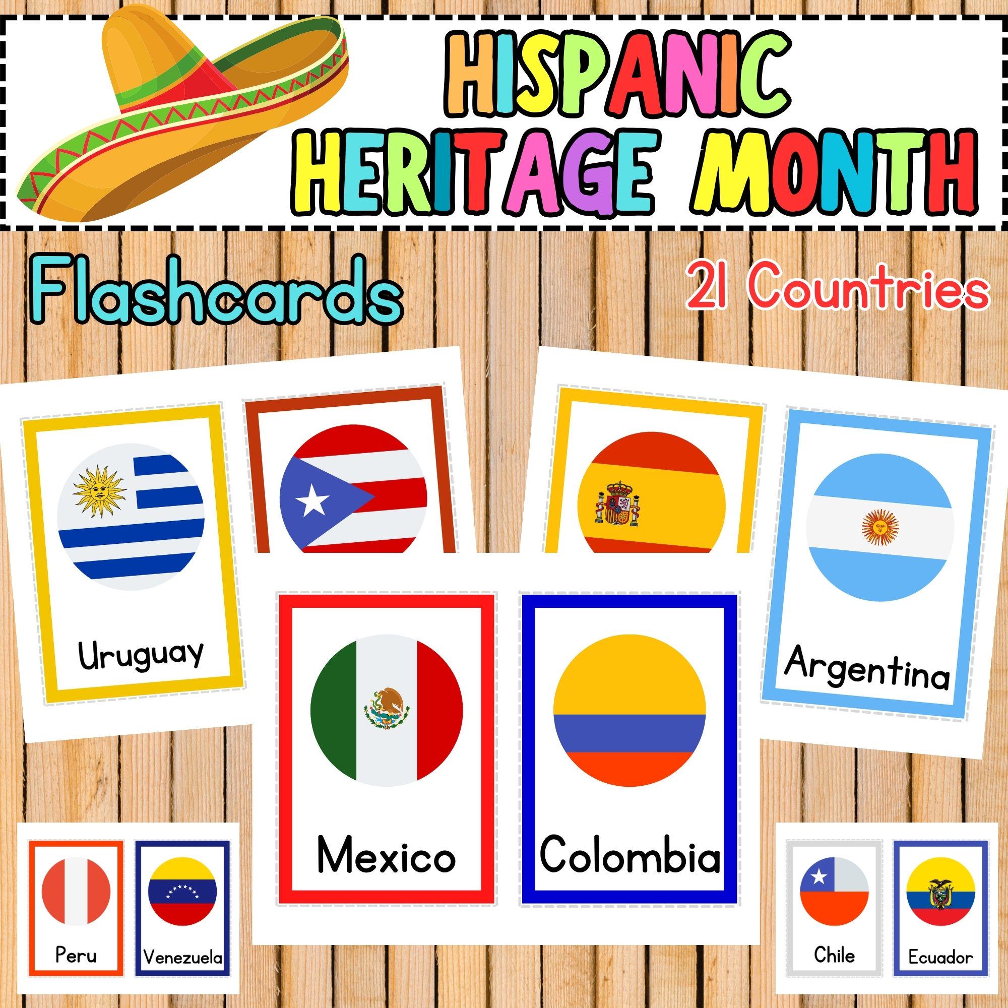 National Hispanic Heritage Month Flashcards | Printable Spanish ...