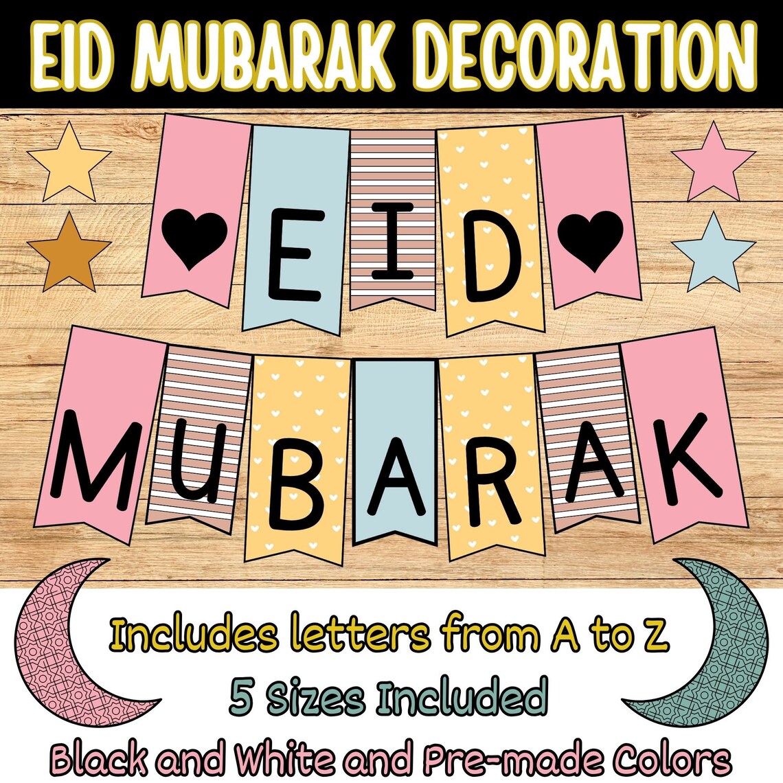 EID MUBARAK Big Letters Decoration | Printable Bulletin Board ...