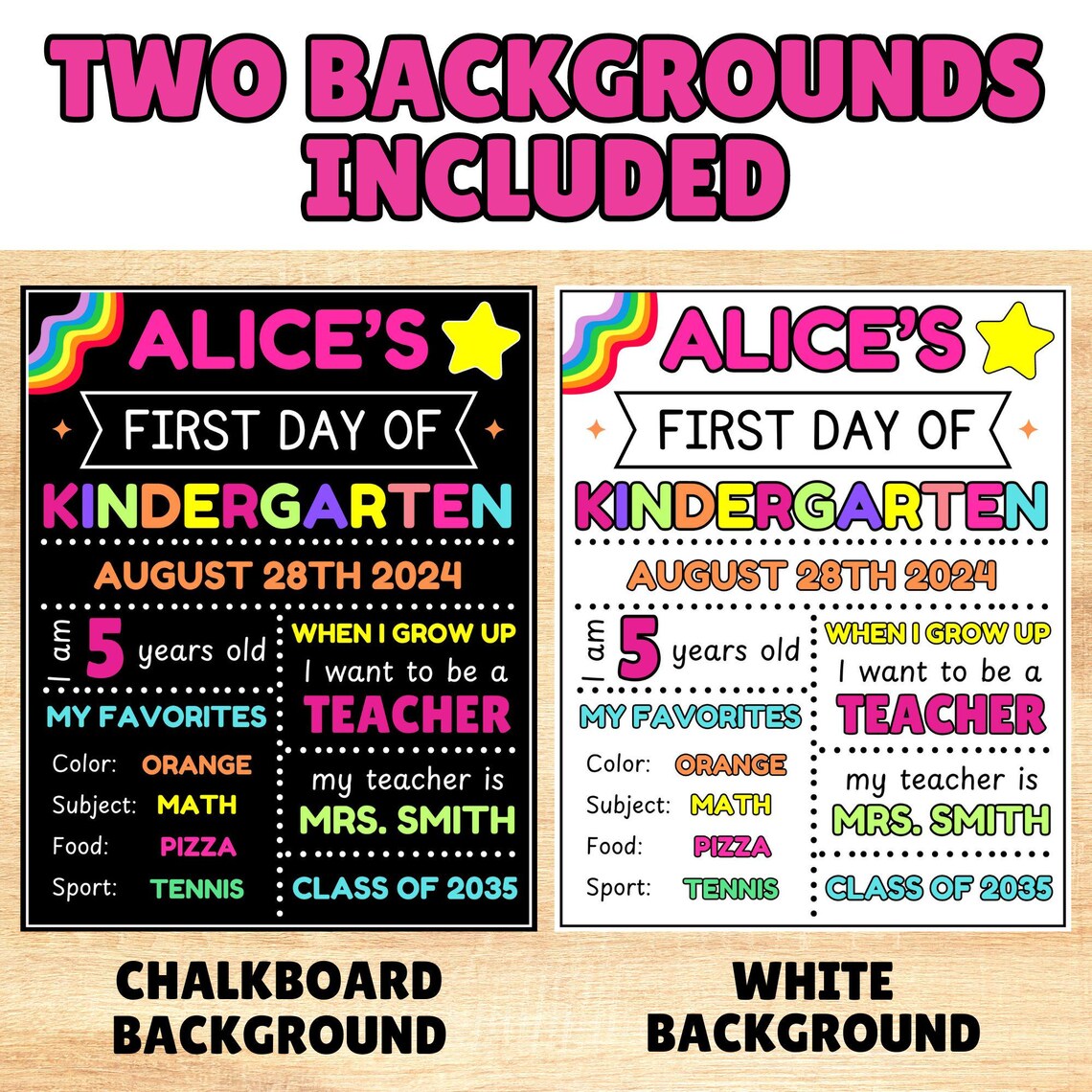 EDITABLE First Day of School Sign, Printable First Day of School Sign ...