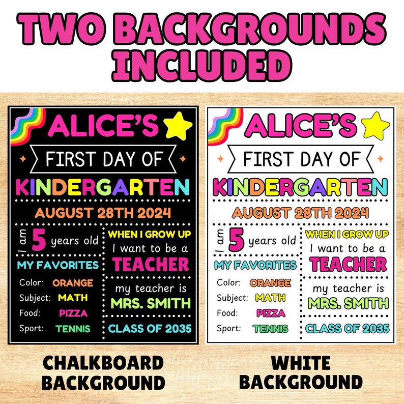 EDITABLE First Day of School Sign, Printable First Day of School Sign ...