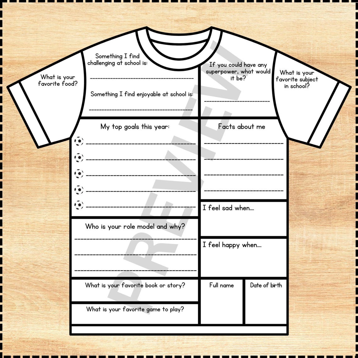Fully Editable All About Me T-shirt Craft Template | Printable Back to ...