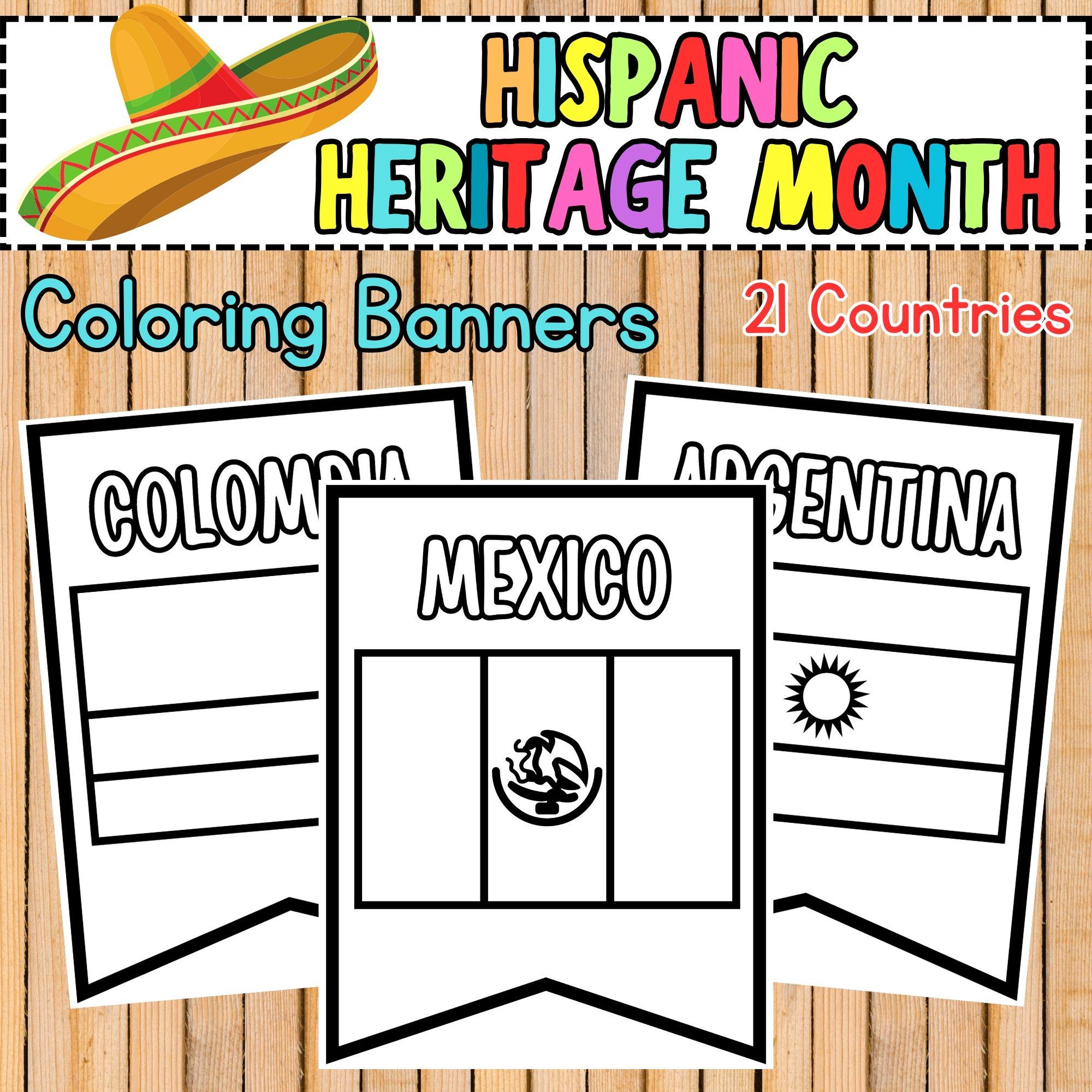 Spanish Speaking Countries Banners to Color | Hispanic Country Flags ...