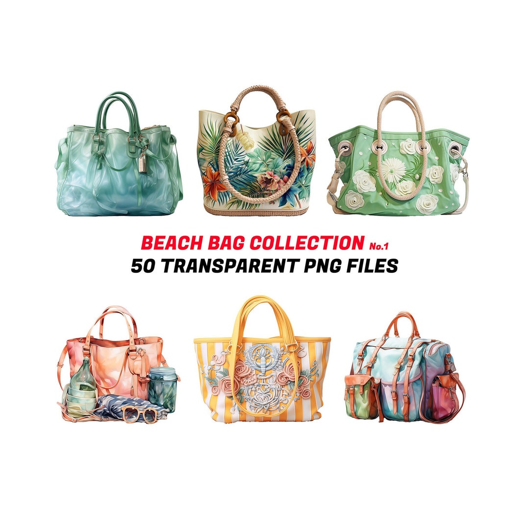 Watercolor Beach Bag Clipart, 50 High Quality PNG and PNDF Files ...