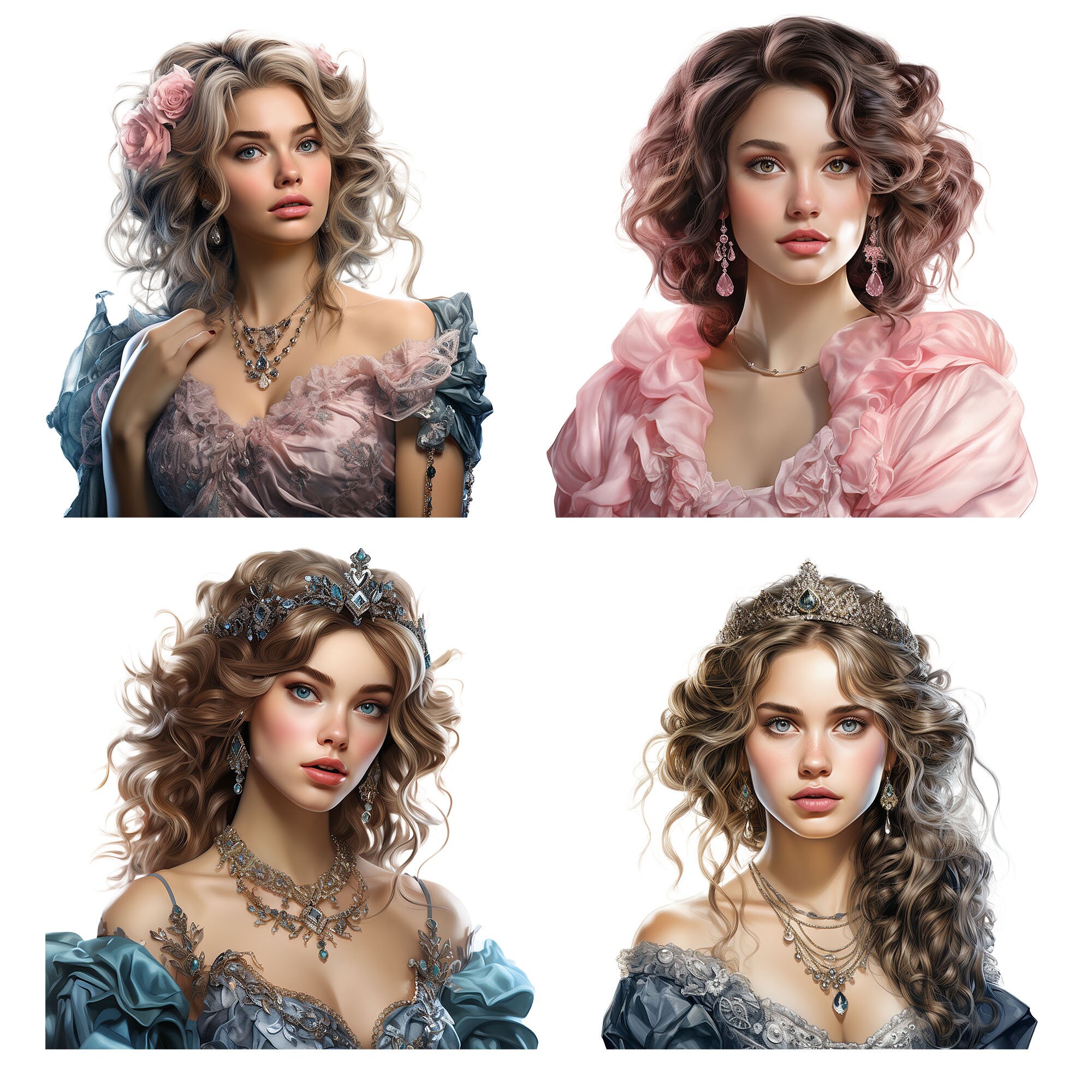 Princess Portrait Watercolor Clipart, Transparent PNG, Pretty Girls ...