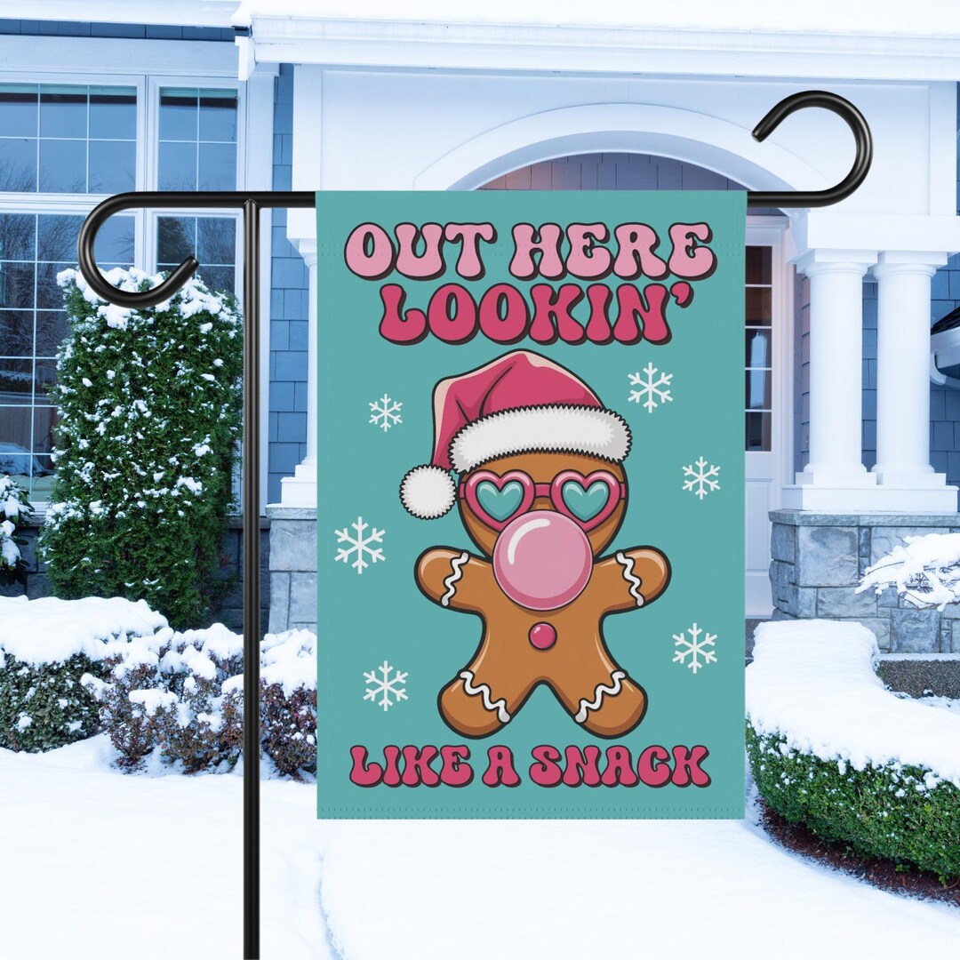 Funny Christmas Garden Flag, Cute Gingerbread House Flag. Retro ...
