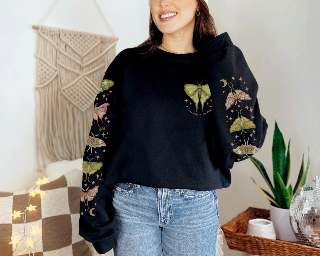 Luna Moth Sweatshirt, Goblincore Sweater, Granola Girl Aesthetic ...