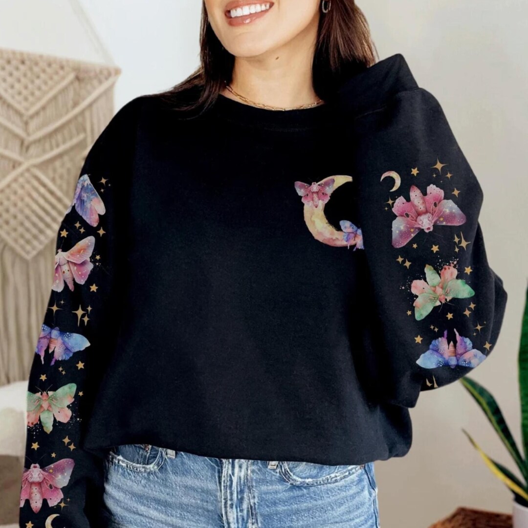 Luna Moth Sweatshirt, Nature Forestcore Crewneck, Goblincore Sweater ...