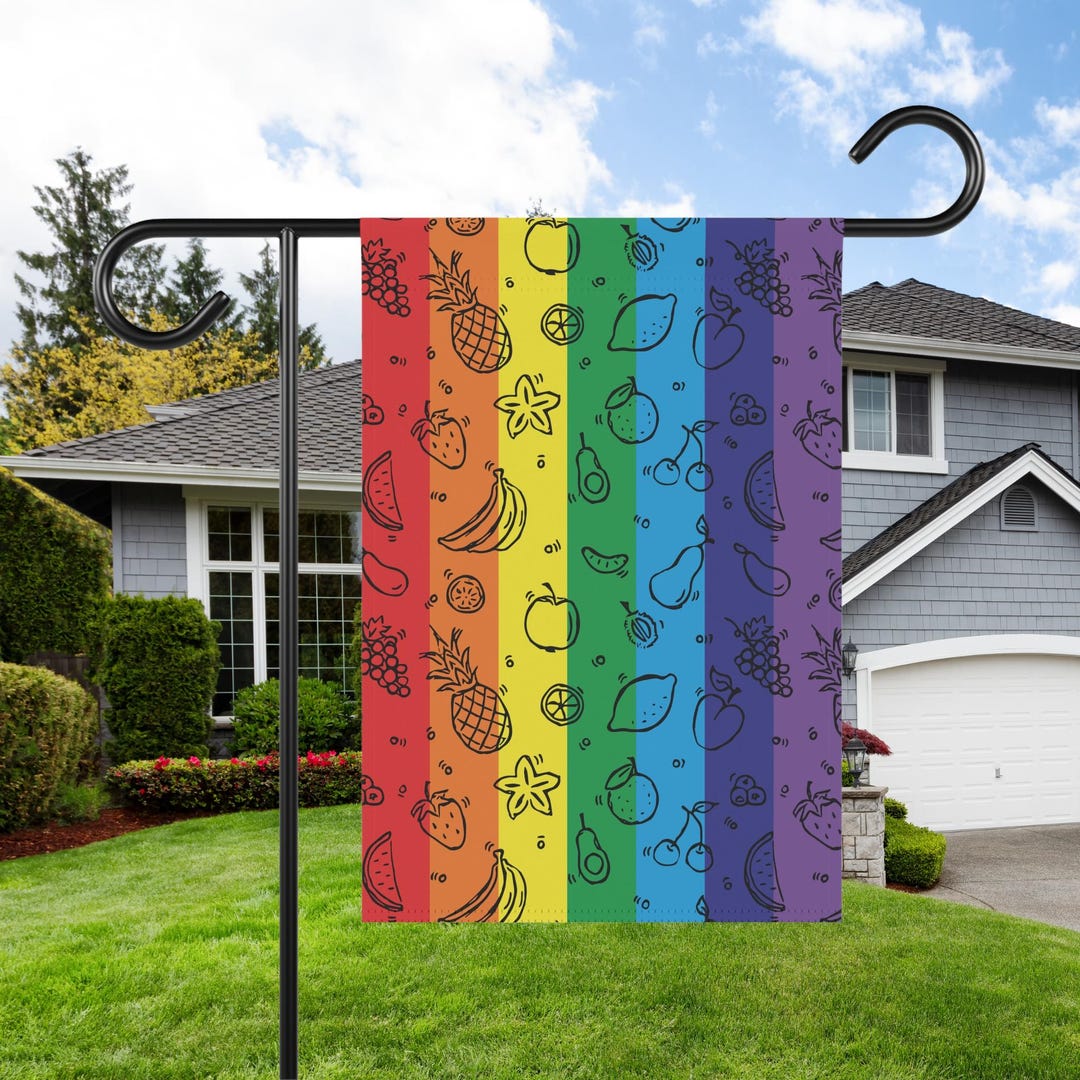 Fruity Pride Garden Flag, Liberal Flag, Pride Yard Flag, Cute Garden ...