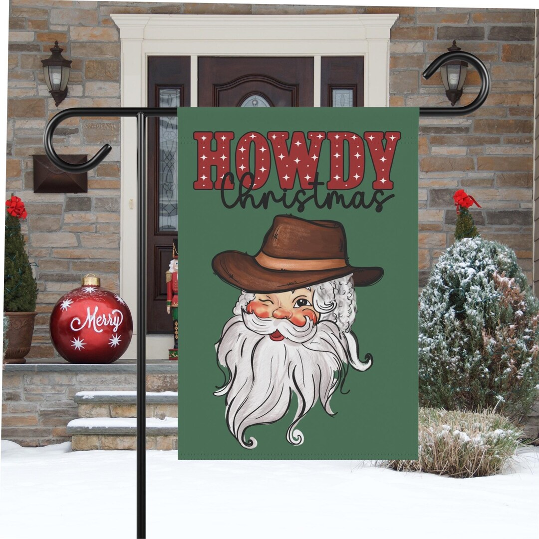 Western Christmas Garden Flag, Santa House Flag. Cute Decorative ...