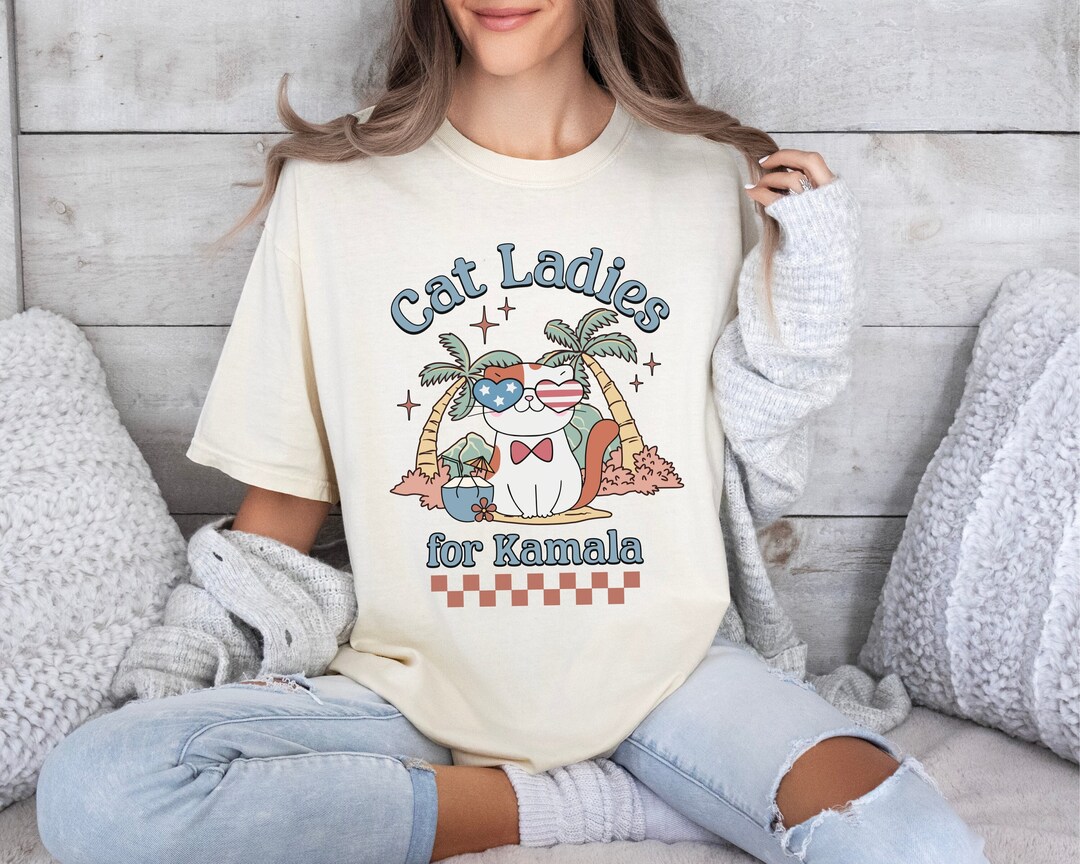 Cat Ladies for Kamala Harris Shirt, Childless Cat Lady 2024 Election ...