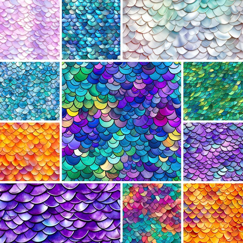 Fish Scales Seamless Pattern Digital Paper, Printable Seamless ...
