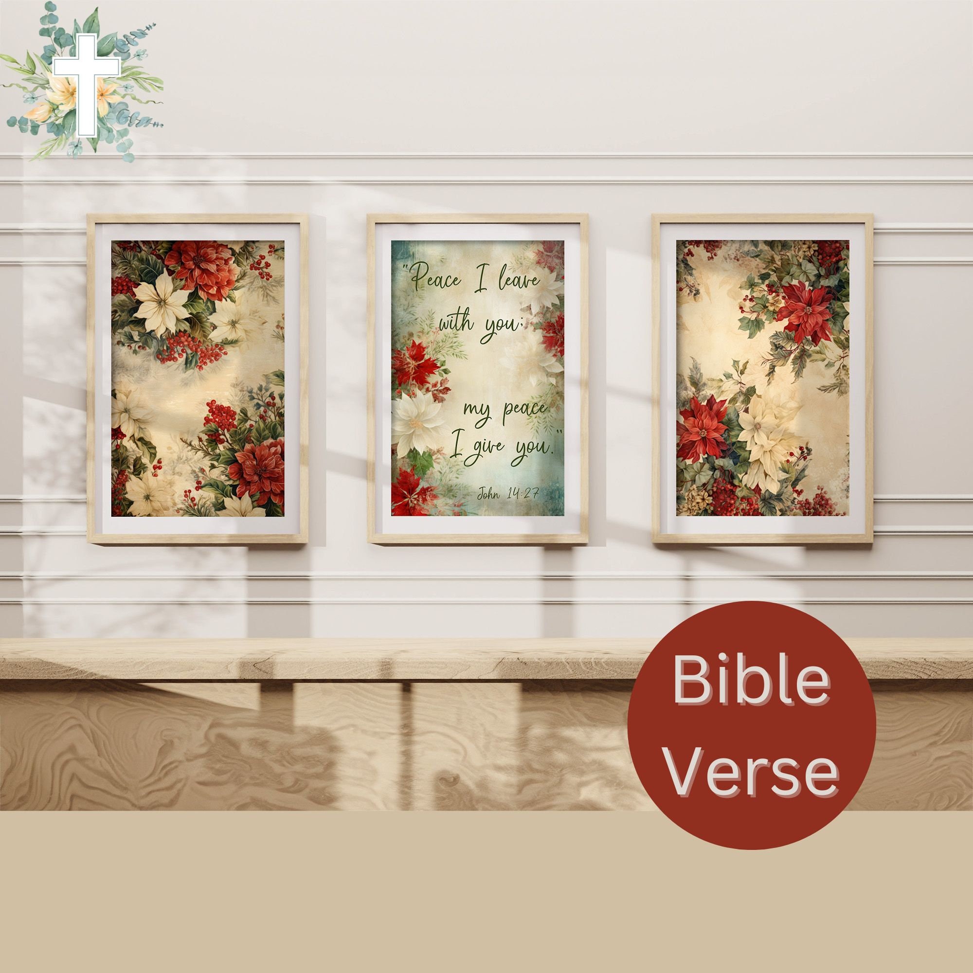 Christmas Bible Verse Wall Art, Set of 3, Wall Decor Digital Download ...