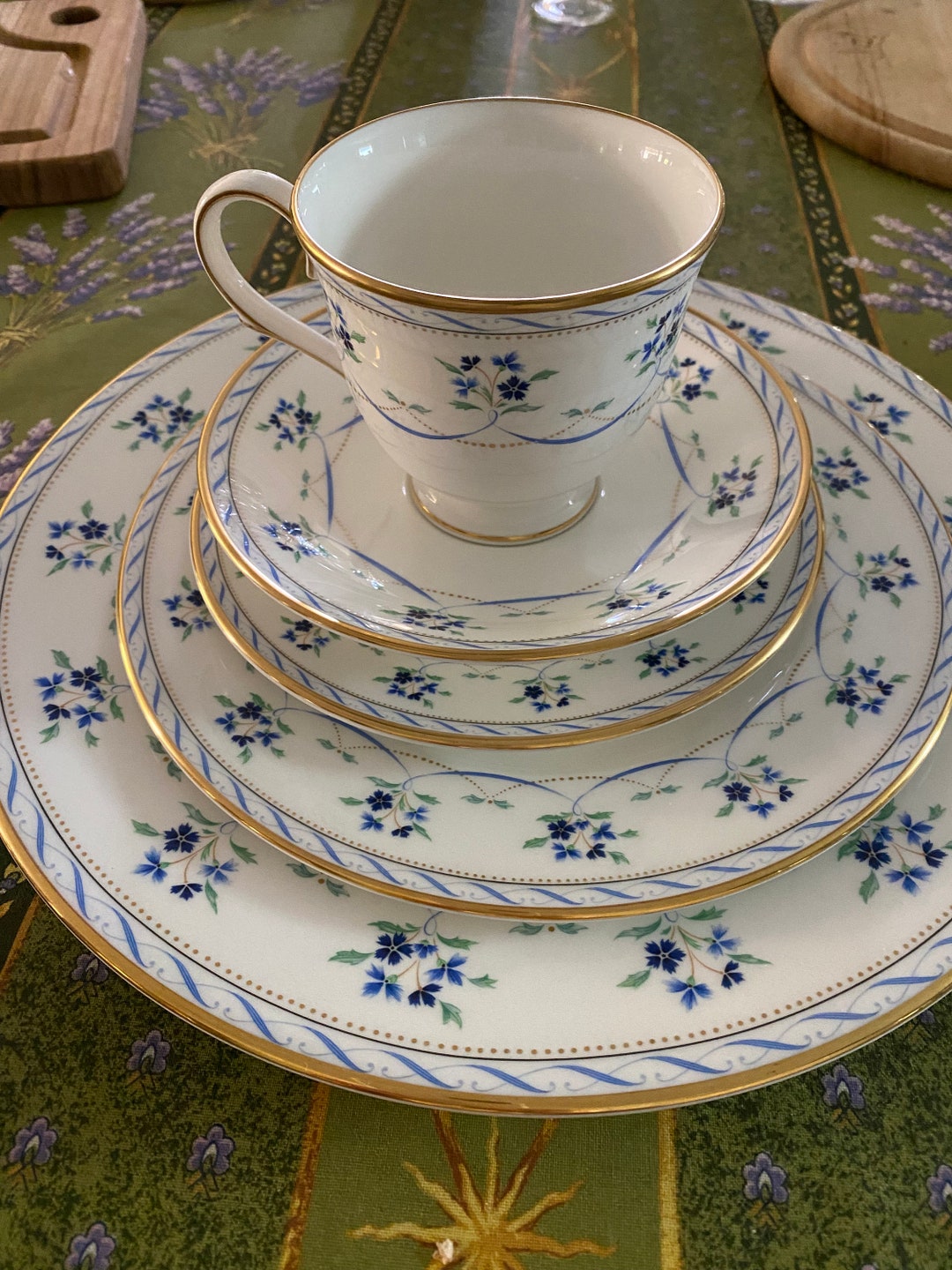 Vintage Lenox China Orleans Blue 5pc Setting - Etsy