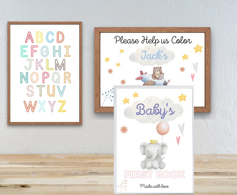 ABC Book, Baby Shower Activity, Kids Activity Book Coloring ...