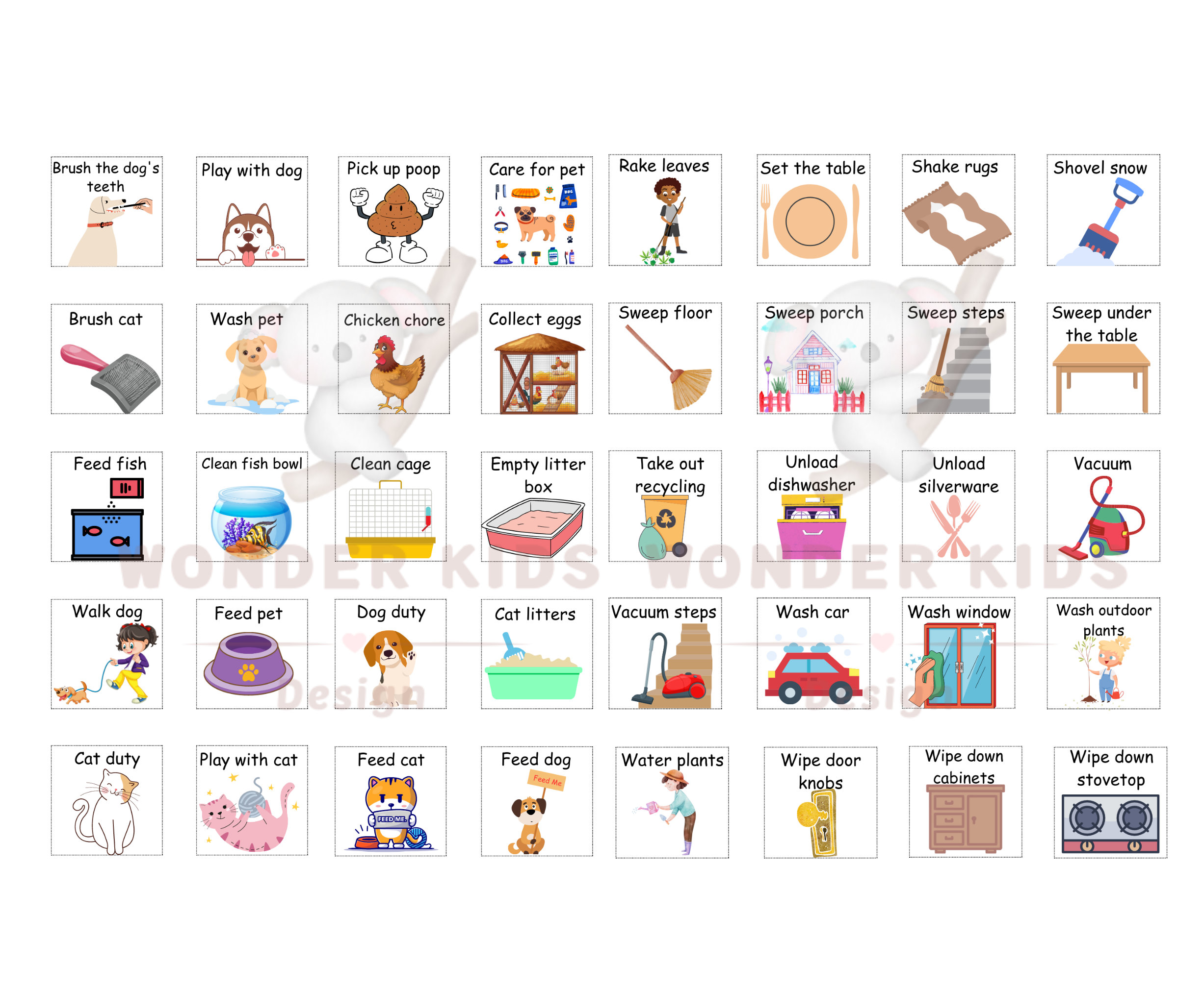 Printable Daily Chore Cards, Toddler Chores, Preschool Routine, Kids ...