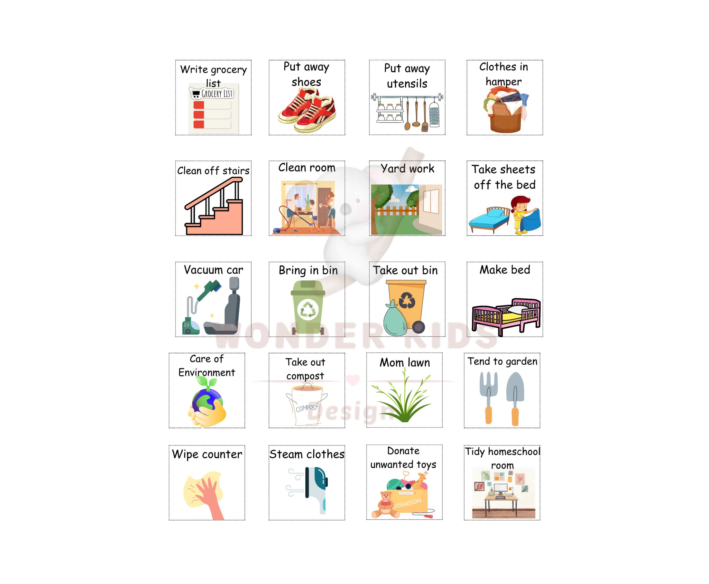 Printable Daily Chore Cards, Toddler Chores, Preschool Routine, Kids ...