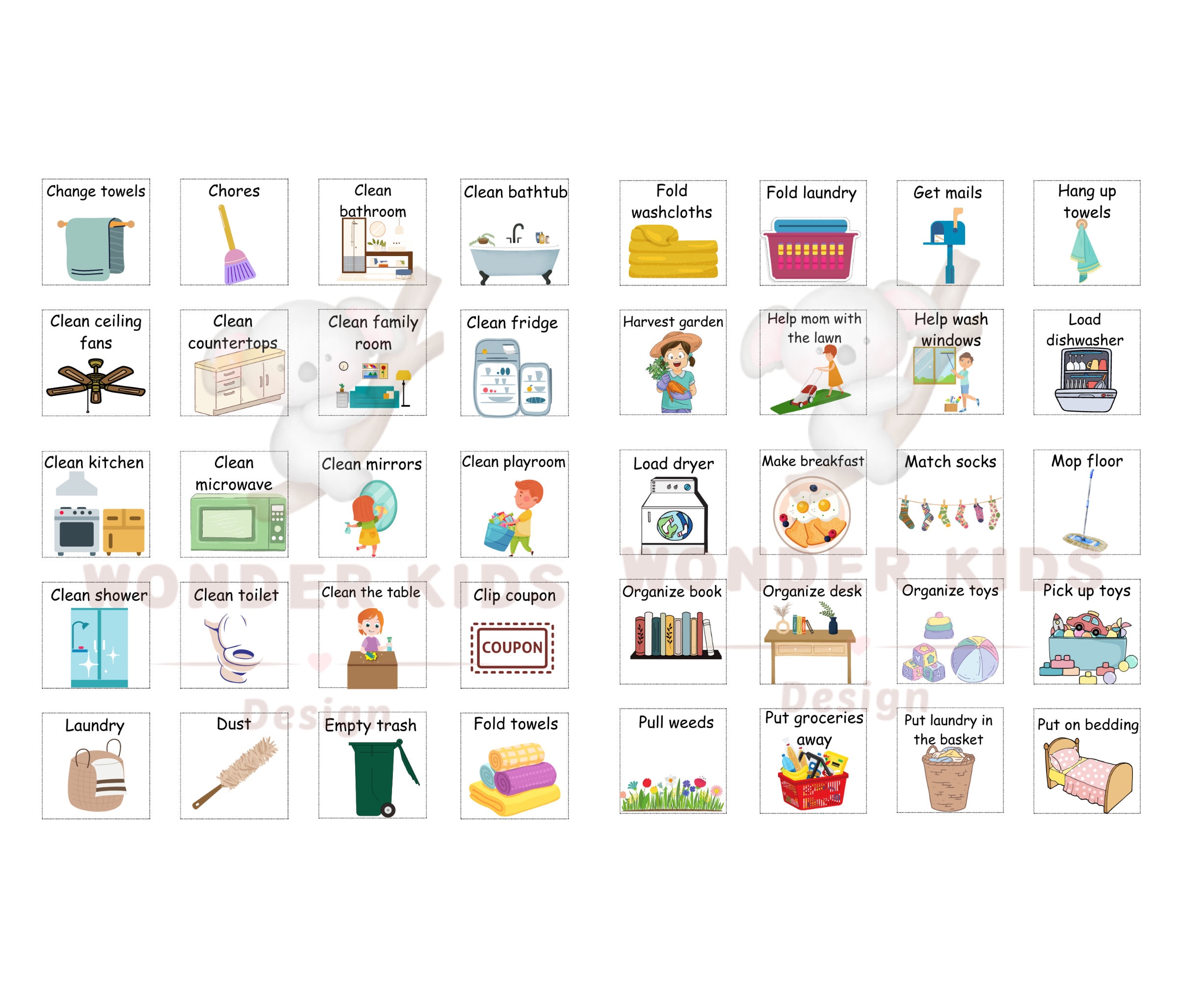Printable Daily Chore Cards, Toddler Chores, Preschool Routine, Kids ...