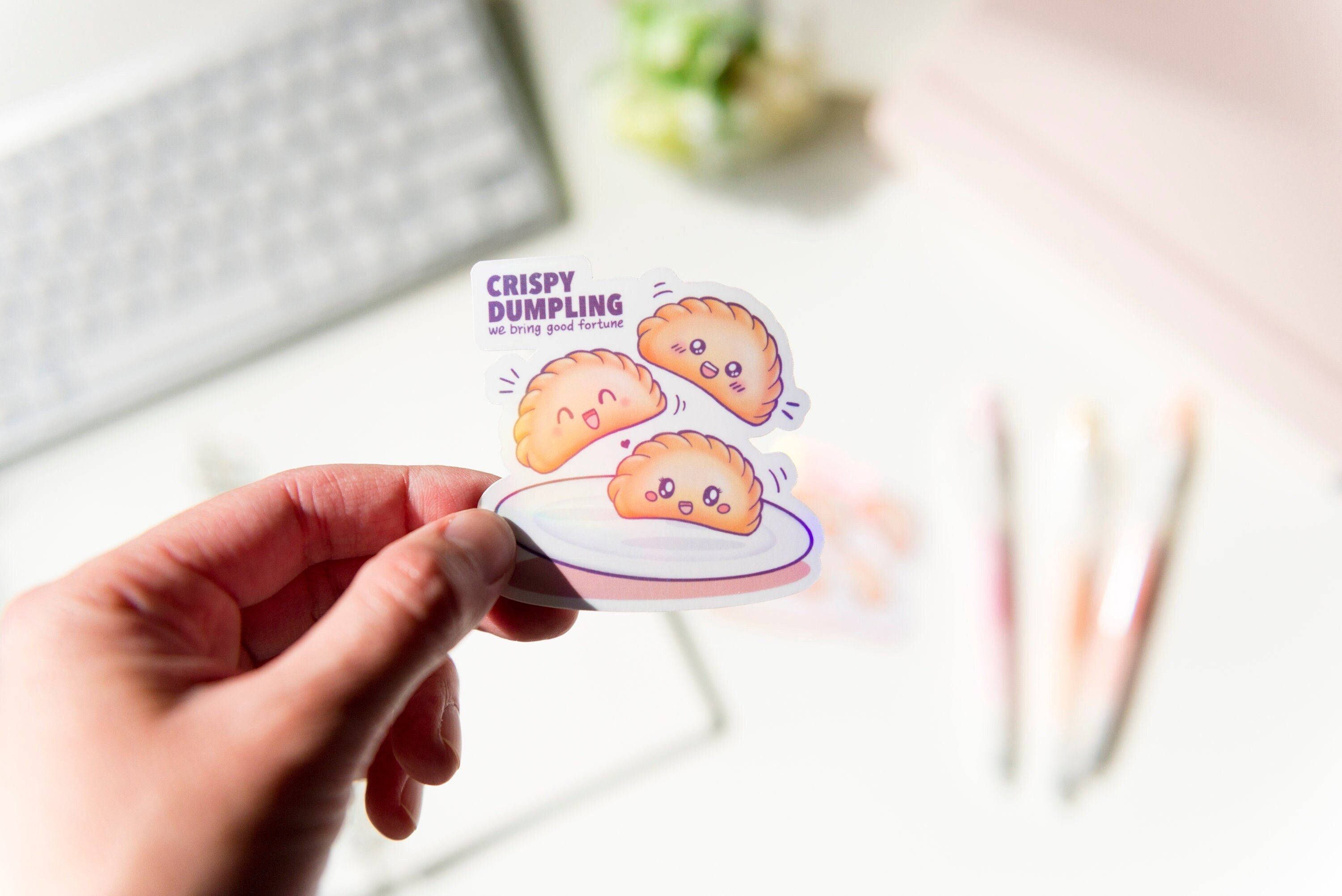 Crispy Dumpling Dim Sum Sticker | Cute Vinyl Die Cut Sticker - Adorable ...