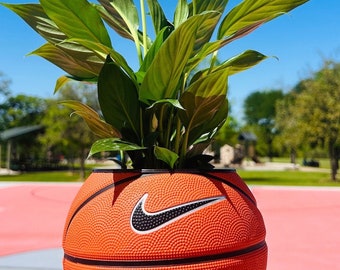 White & Gold Mini Basketball Planter - Etsy