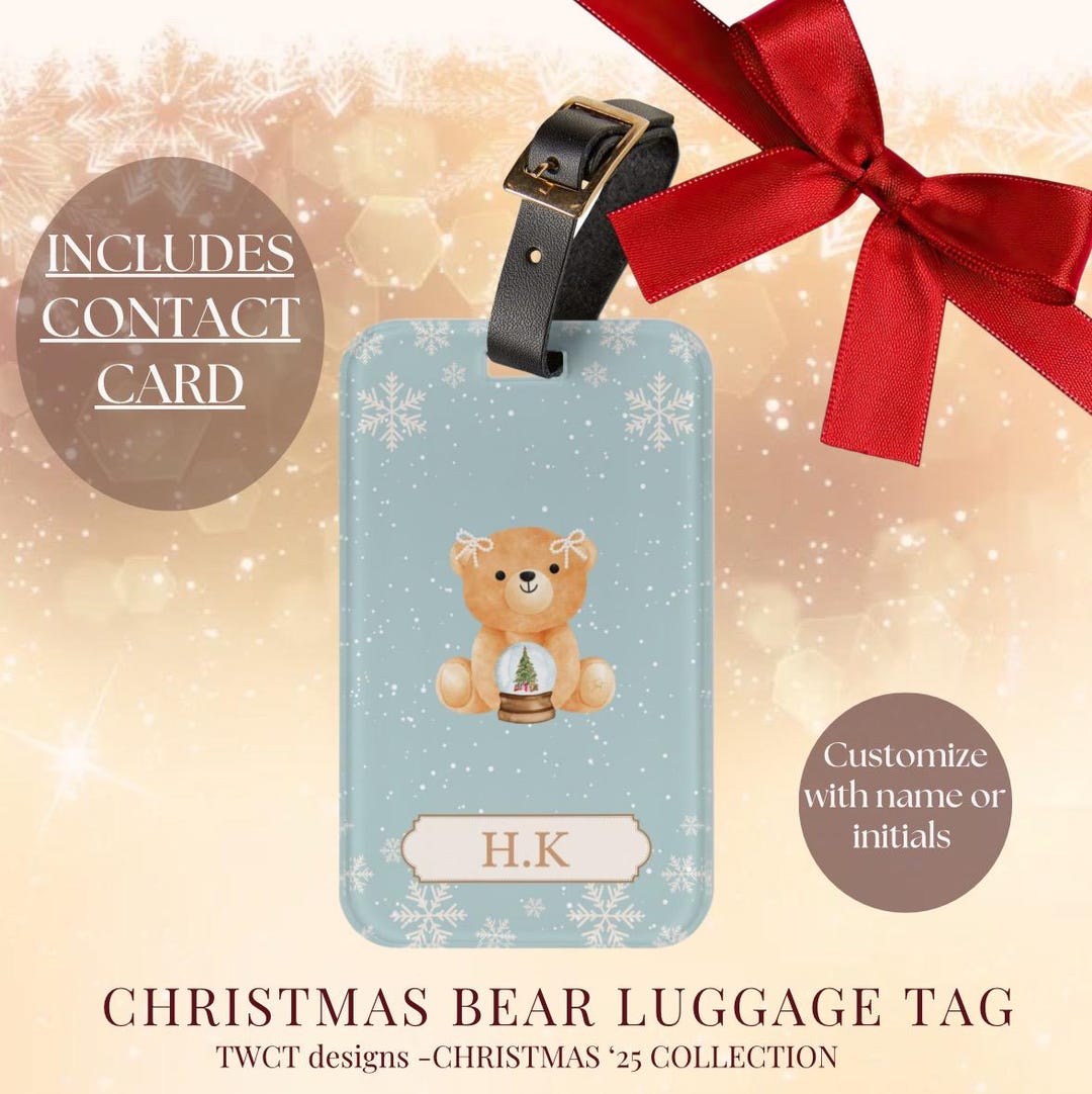 Christmas Bear Snowglobe Monogram Luggage Tag, Bag Tag, TWCT Collection ...