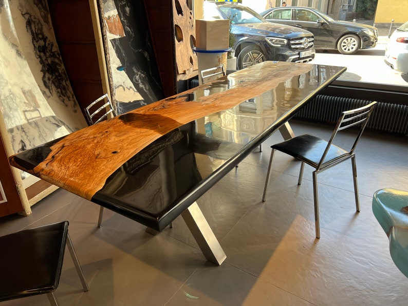 Beautiful Black Table in Epoxy Resin With 400-year-old Olive Wood. - Etsy