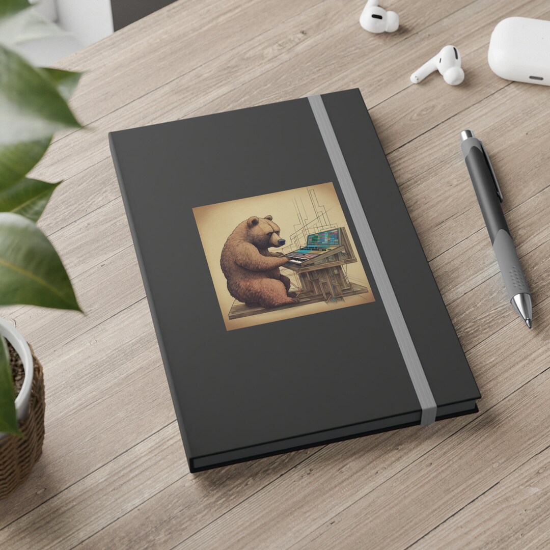 Cubist Bear Playing a Minimoog - Color Contrast Notebook - Ruled - Etsy