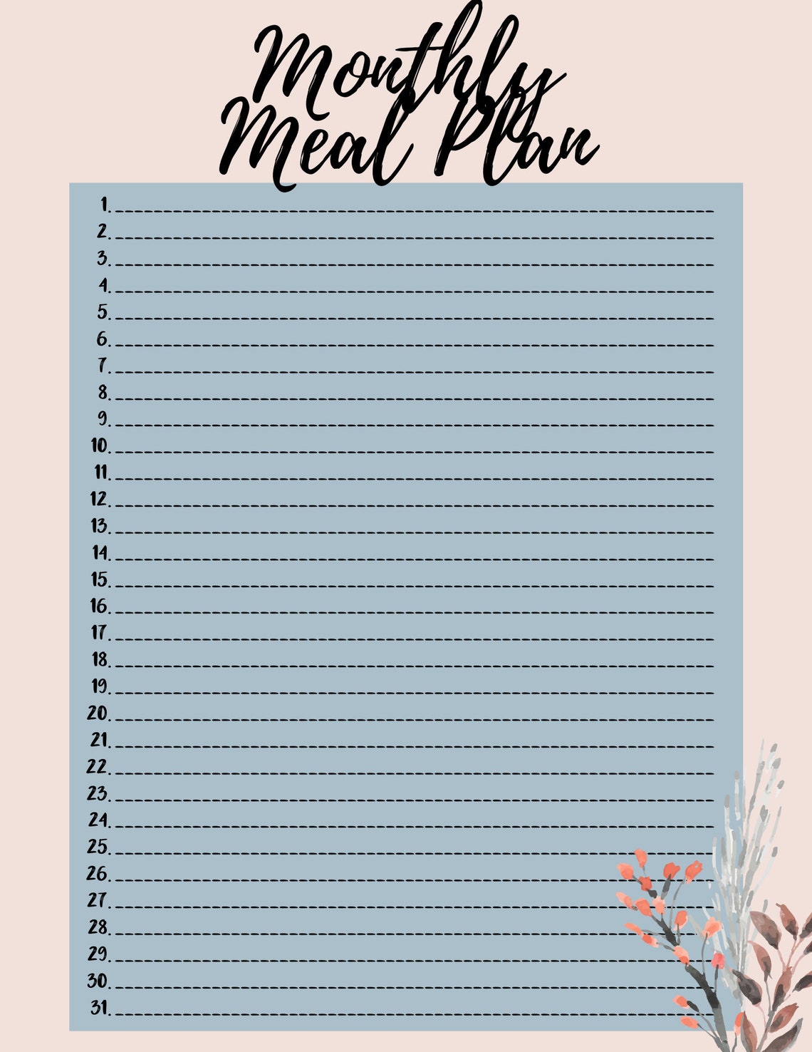 Meal/grocery Planning add-on Pages: Wildflowers Theme - Etsy