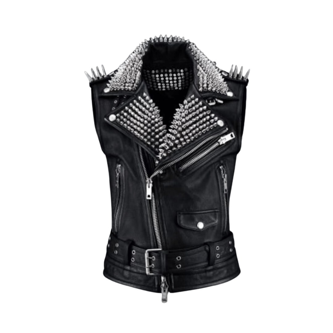 Handmade Men's Black Studded Leather Vest, Steam Punk Studded Vest ...