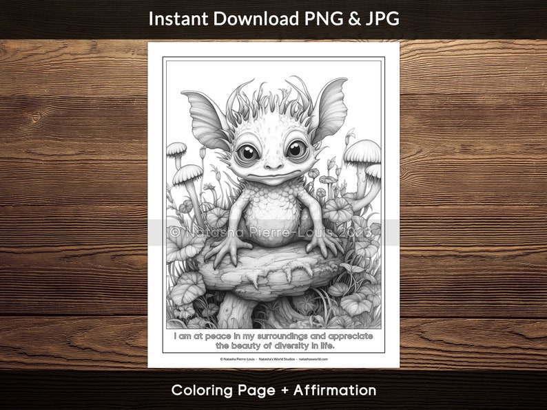 Forest Sprite Coloring Page for Adults and Kids, Grayscale ...