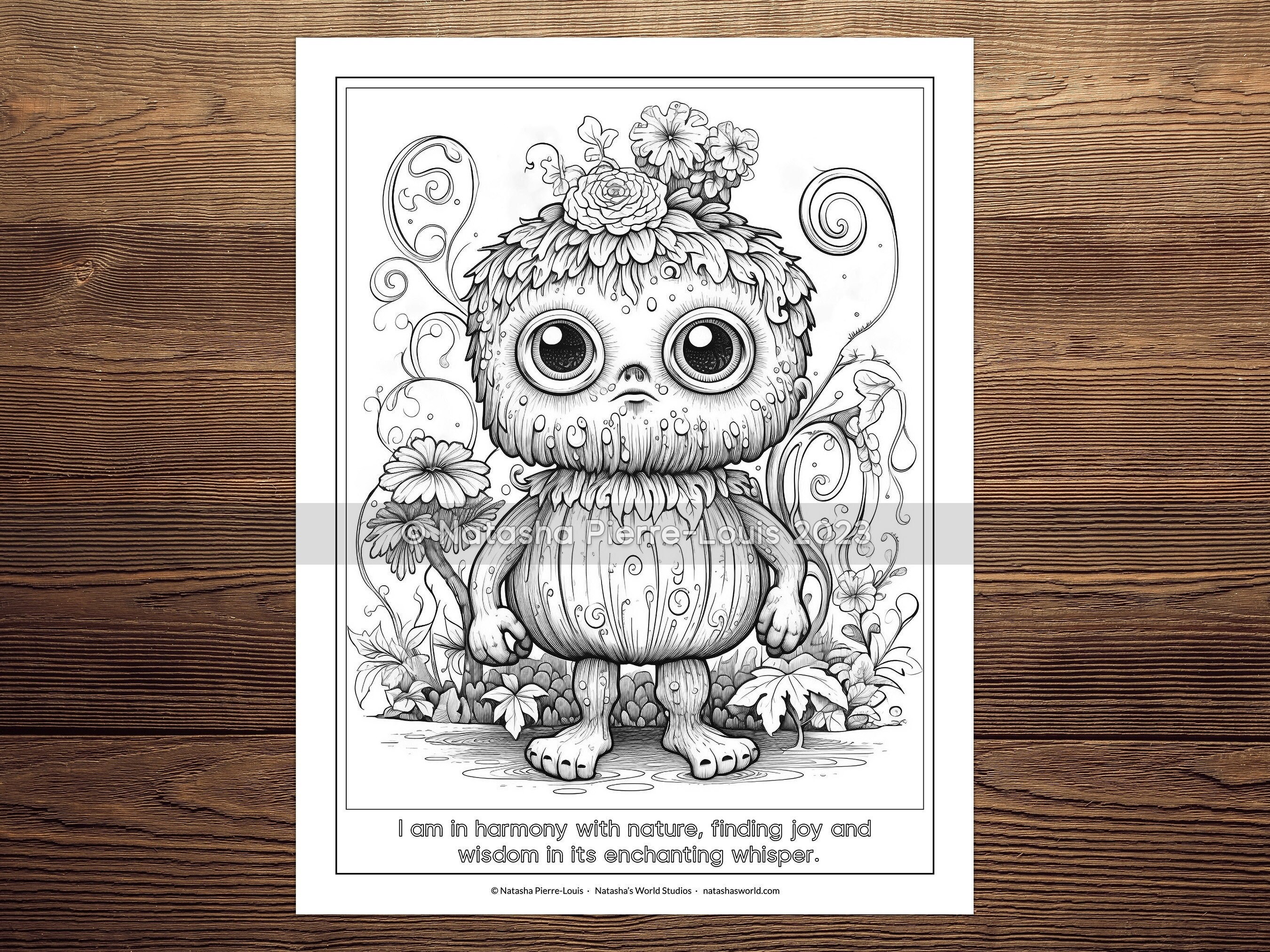Flower Creature Coloring Page From the Mythical Affirmations - Etsy