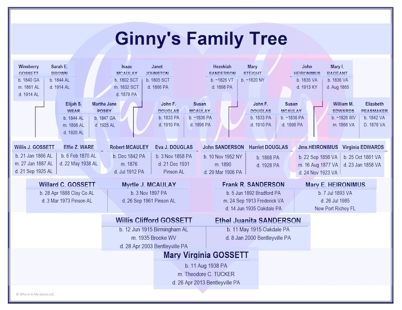 EDITABLE Family Tree Chart/diagram or Pedigree Chart Template - Five ...