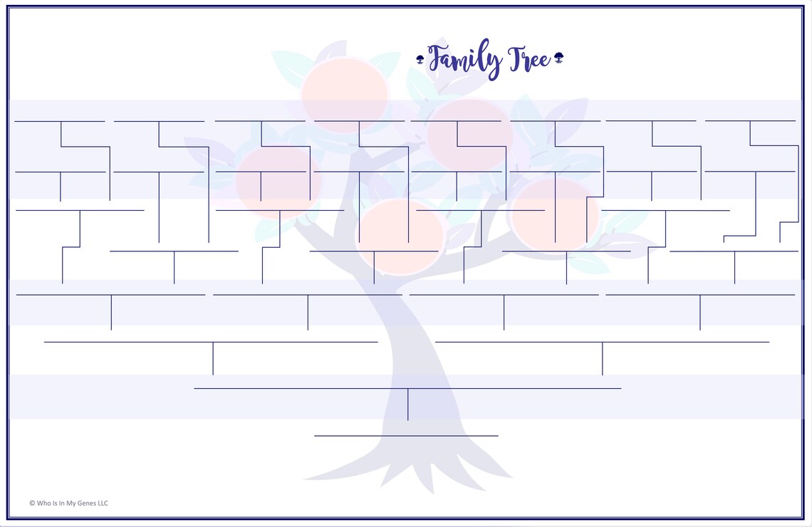 EDITABLE Family Tree Chart/diagram or Pedigree Chart Template Six ...